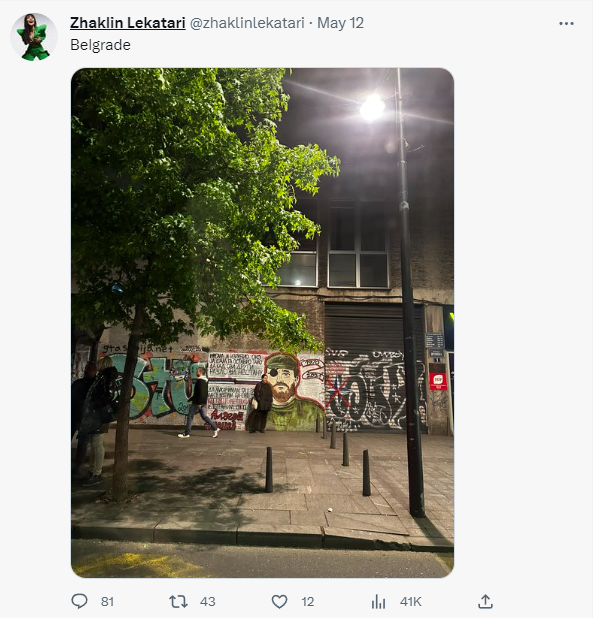 Zhaklin Lekatari publikon muralen e kriminelit sllavo-rus që luftoi ...