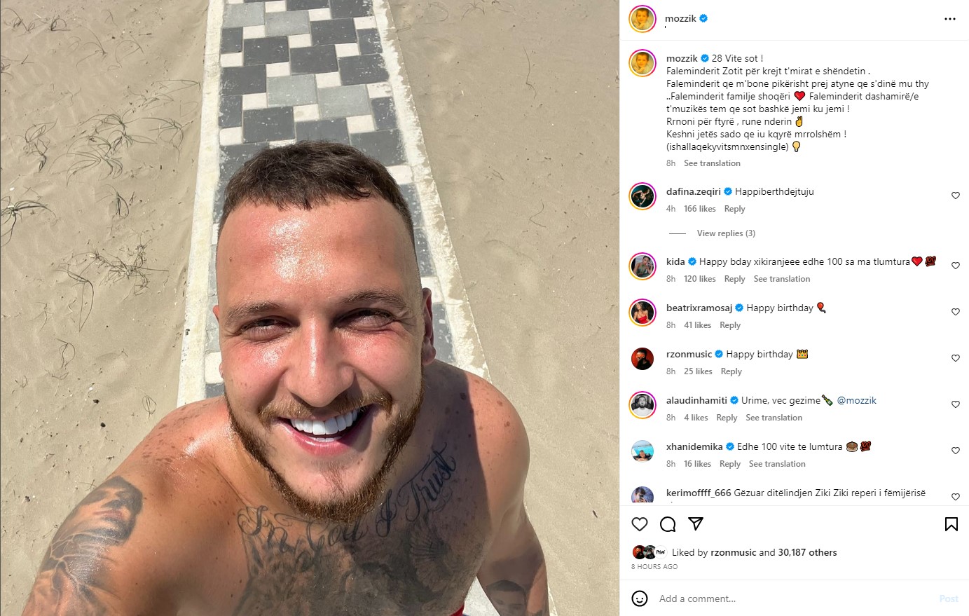 Mozzik në ditëlindjen e 28-të i bën një urim vetes: Ishalla ky vit nuk ...