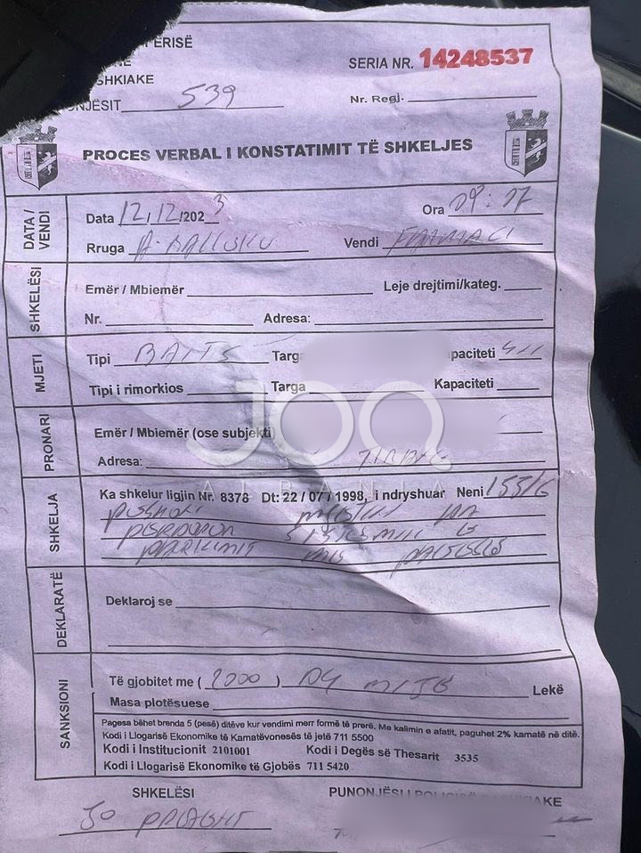 "Në orën 09:02 pagova biletën e parkimit, në 09:07 Policia e Veliajt më ...