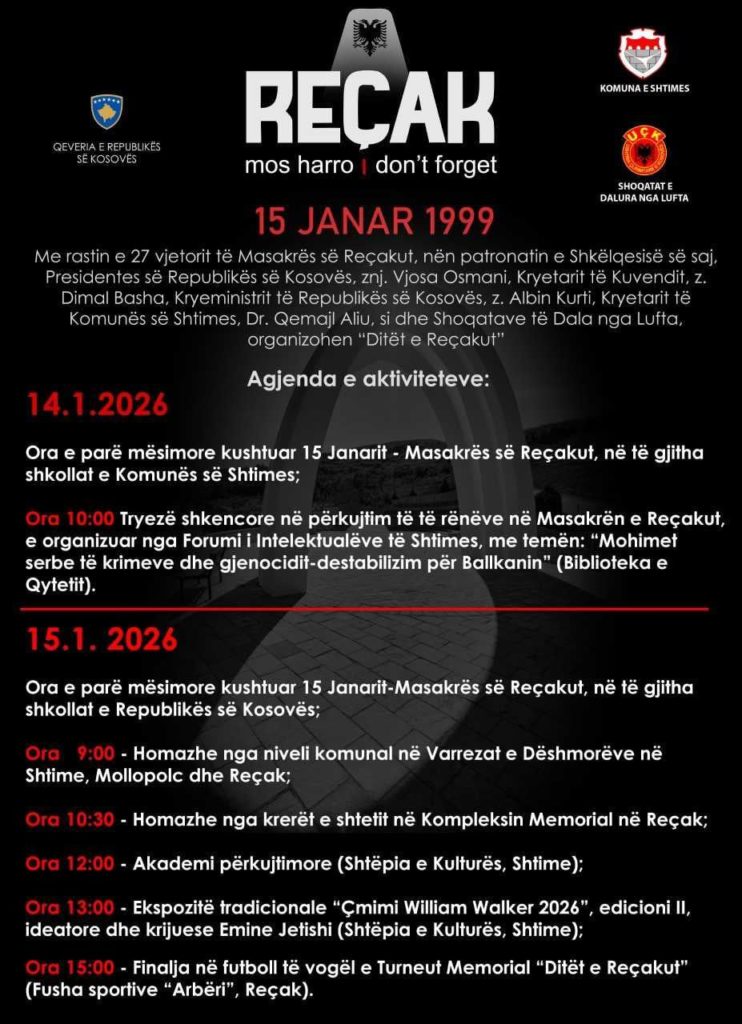 27 vjet nga masakra e Reçakut, sot dhe nesër zhvillohen aktivitete ...