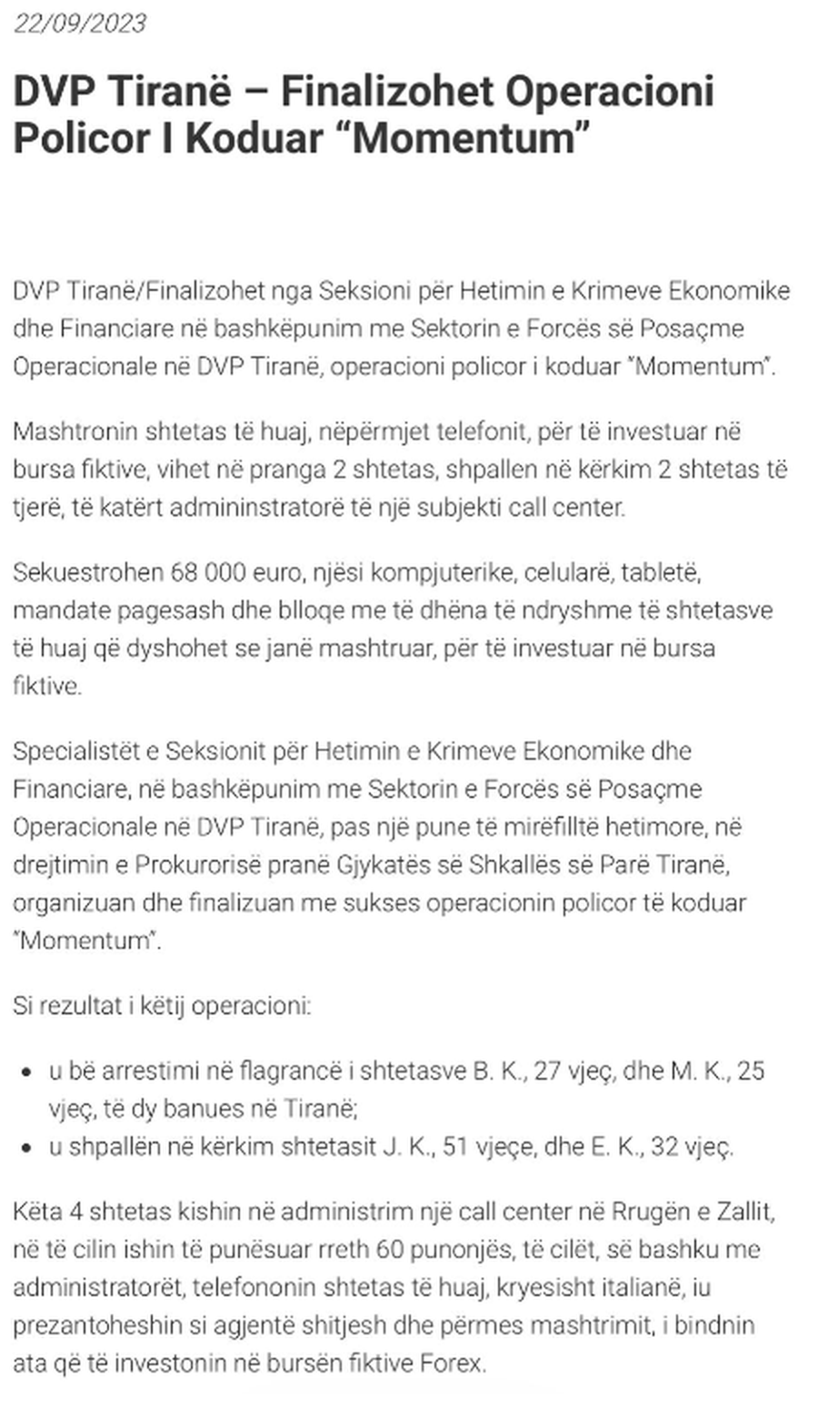 Skema e call center-ave te Liqeni i Thatë, lidhja me Flladi Malajn